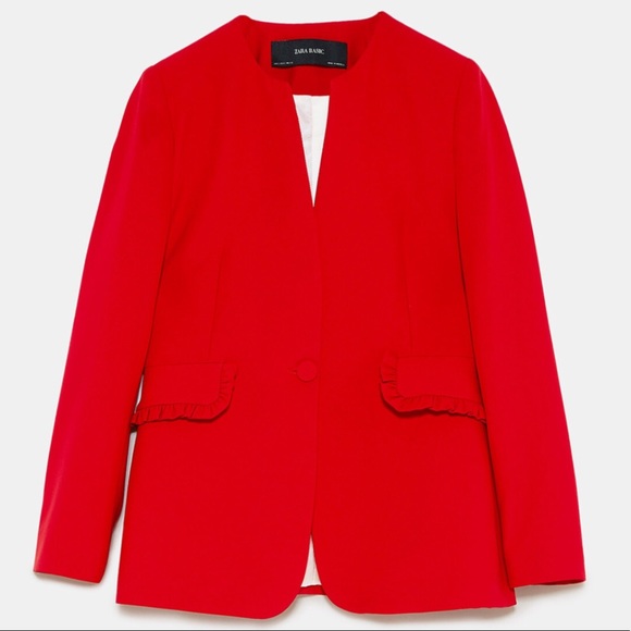 Zara | Other | Zara Red Ruffle Suit Blazer Pants Set Nwt | Poshmark